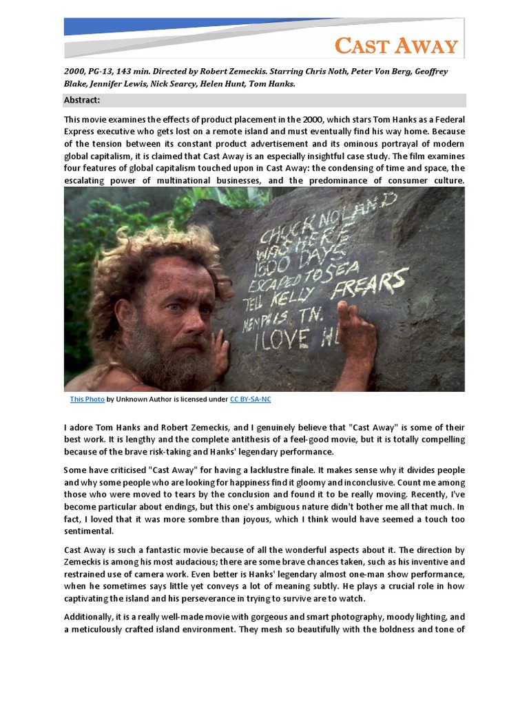 Div 6 - Akhilesh Senapati - Cast Away Movie Review | PDF Div 6 - Akhilesh Senapati - Cast Away Movie Review | PDF