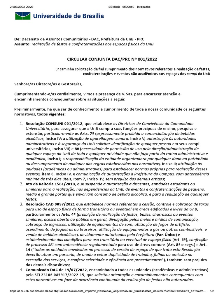 SEI - UnB - 8590669 - Circular Conjunta DAC-PRC | PDF