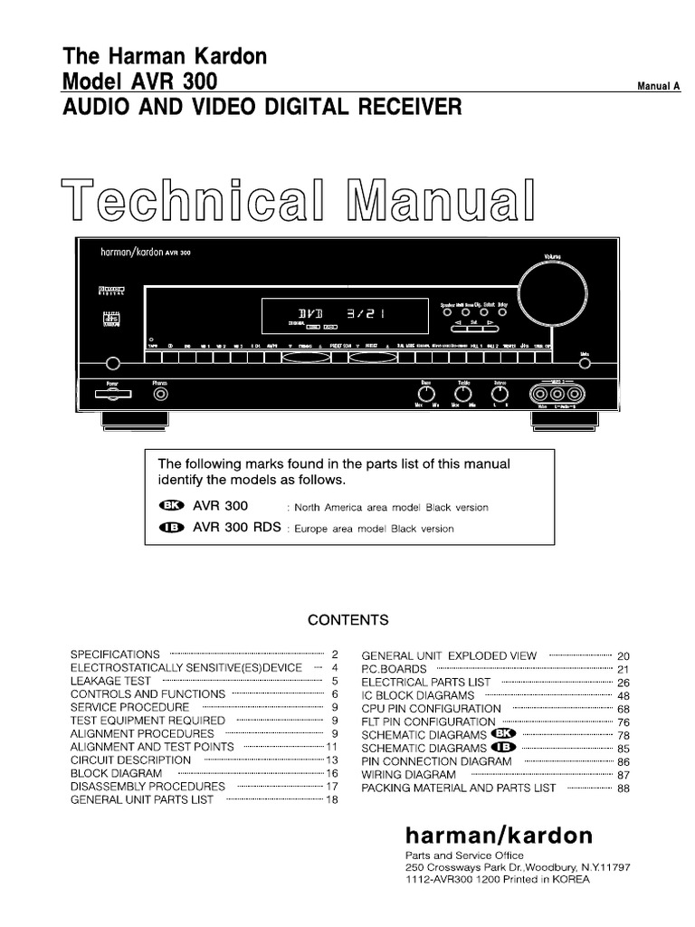 Harman Kardon AVR-300-RDS Service Manual | PDF | Technology & Engineering