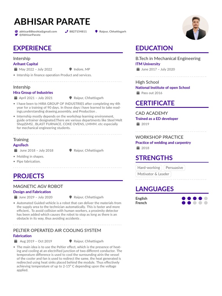 Abhisar Parate Resume PDF | PDF | Robot | Robotics
