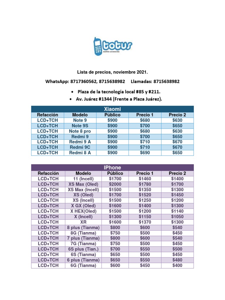 Lista de Precios Noviembre 2021 | Download Free PDF | Mobile Phones | Ios