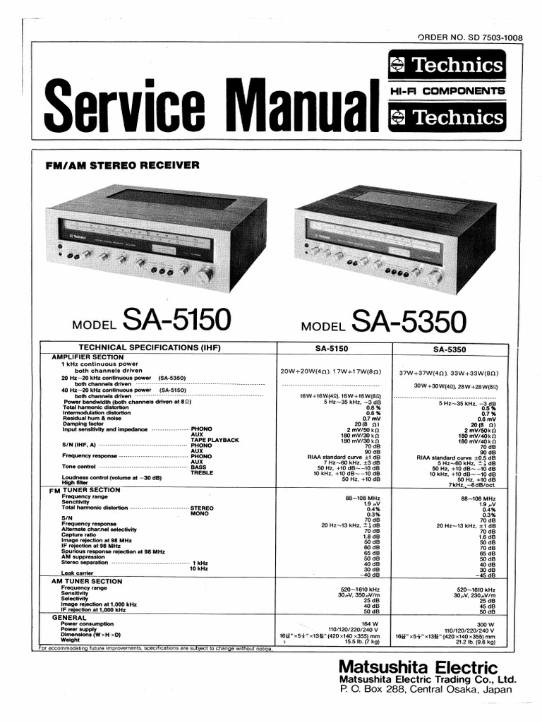 Technics SA 5150 Service Manual | PDF