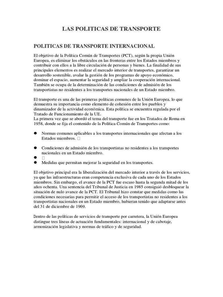 Las Politicas De Transporte Pdf Transporte Transporte Público 4886