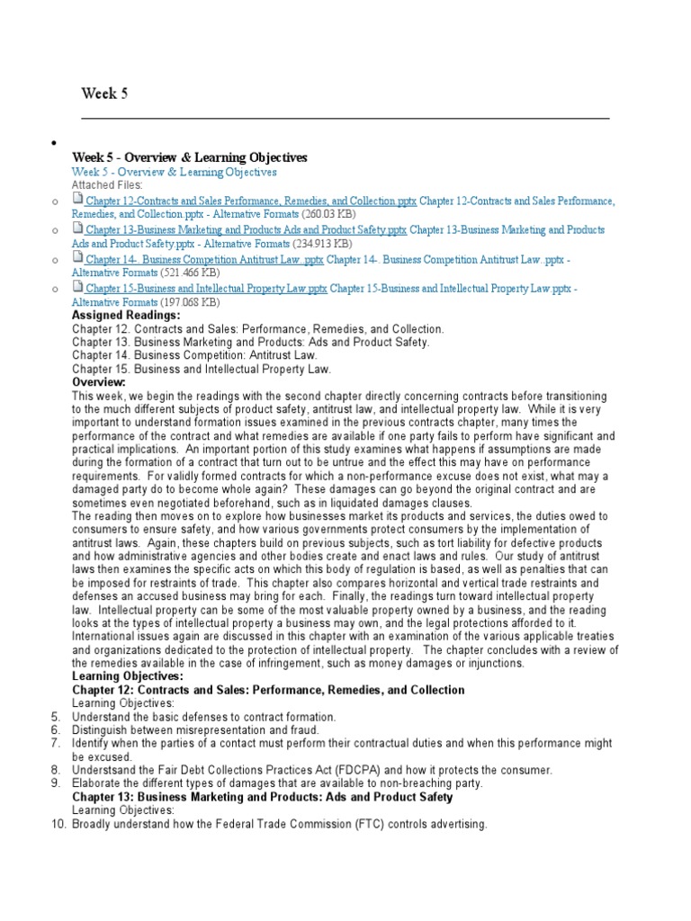 Week 5 Assignment | PDF | Product Liability | Competition Law