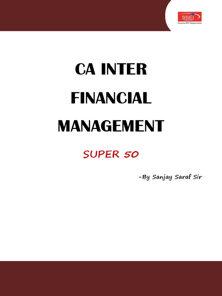 CA Inter FM Super 50 Q by Sanjay Saraf Sir | PDF | Equity (Finance ...