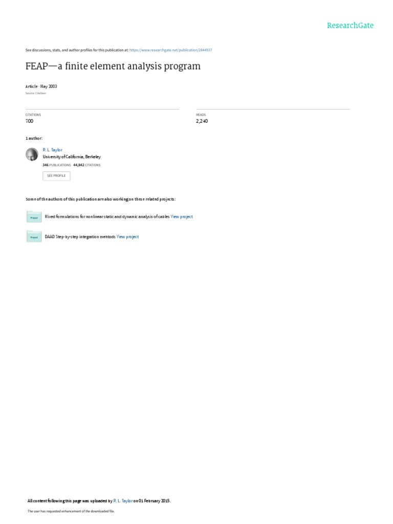 FEAP Version 8.3 User Manual: A Comprehensive Guide to Using the Finite Element Analysis Program ...