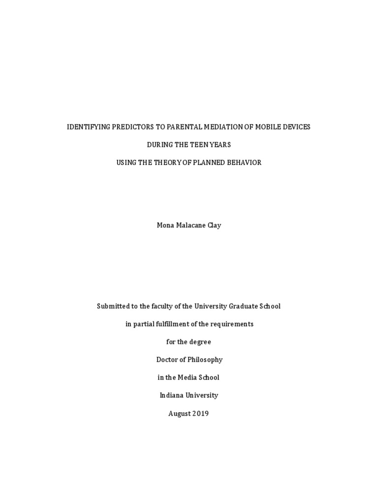 Identifying Predictors To Pare | PDF | Adolescence | Mediation