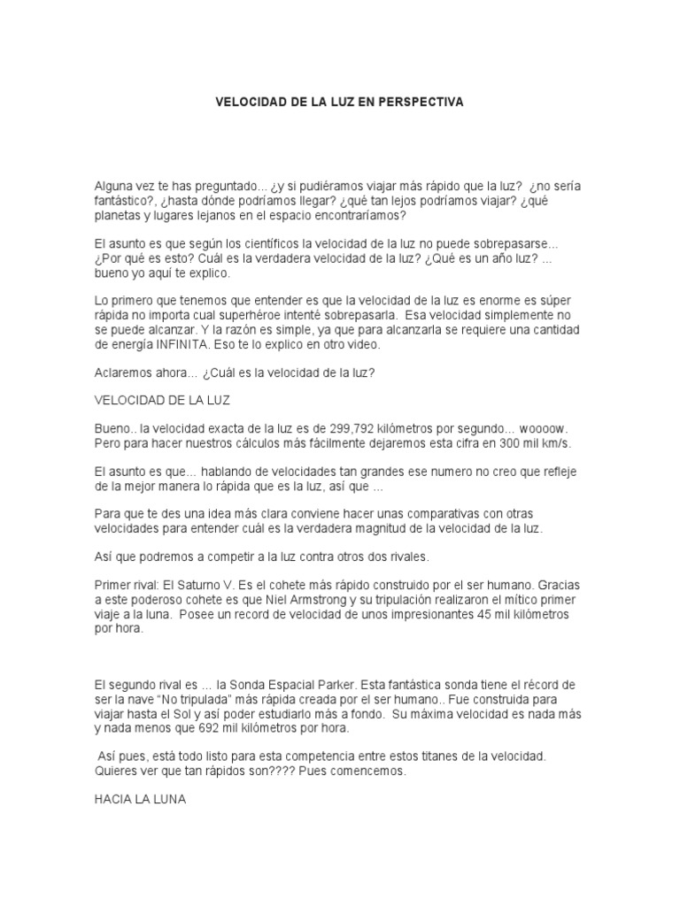 Velocidad Luz en Perspectiva | PDF | Dom | Luna