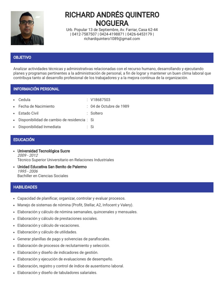 Richard Quintero | PDF | Gestión de recursos humanos | Economias