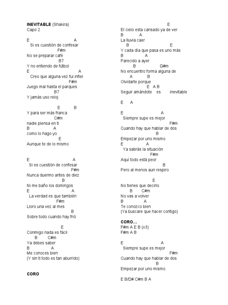 Inevitable Shakira Pdf