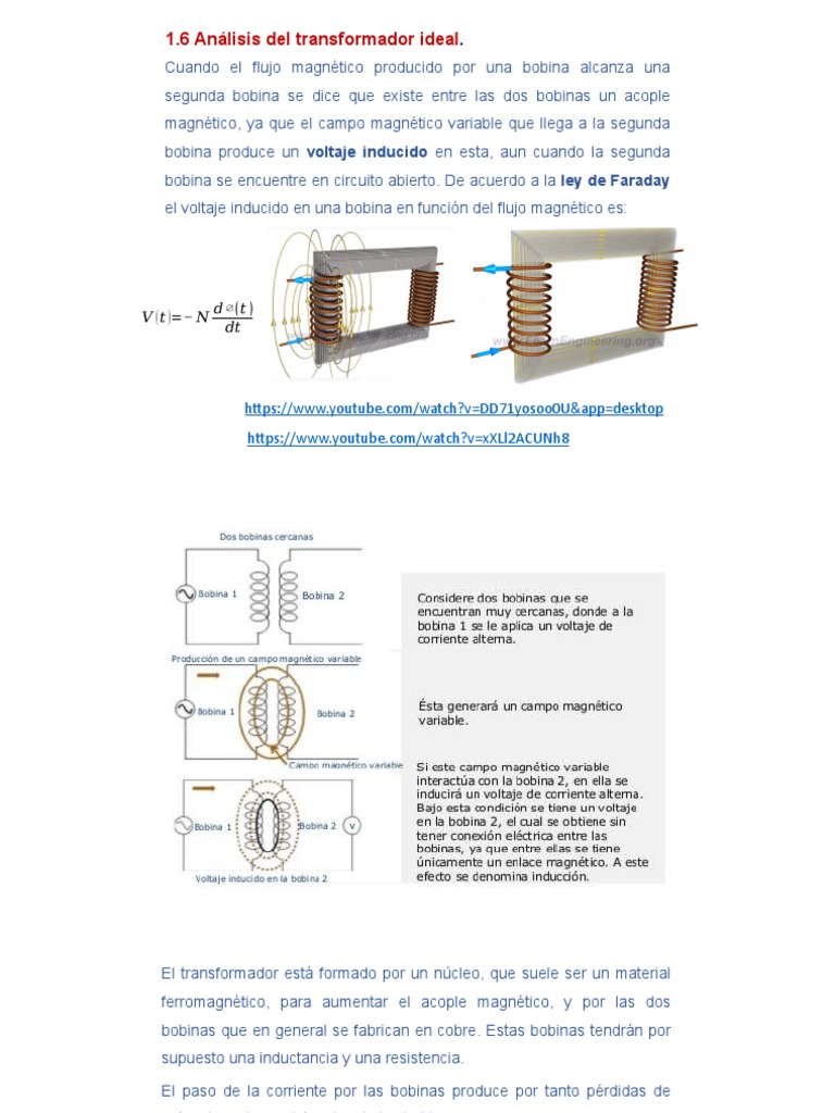 UNIDAD I-1.6 Analisis Del Transformador Ideal | PDF | Inductor | Transformador
