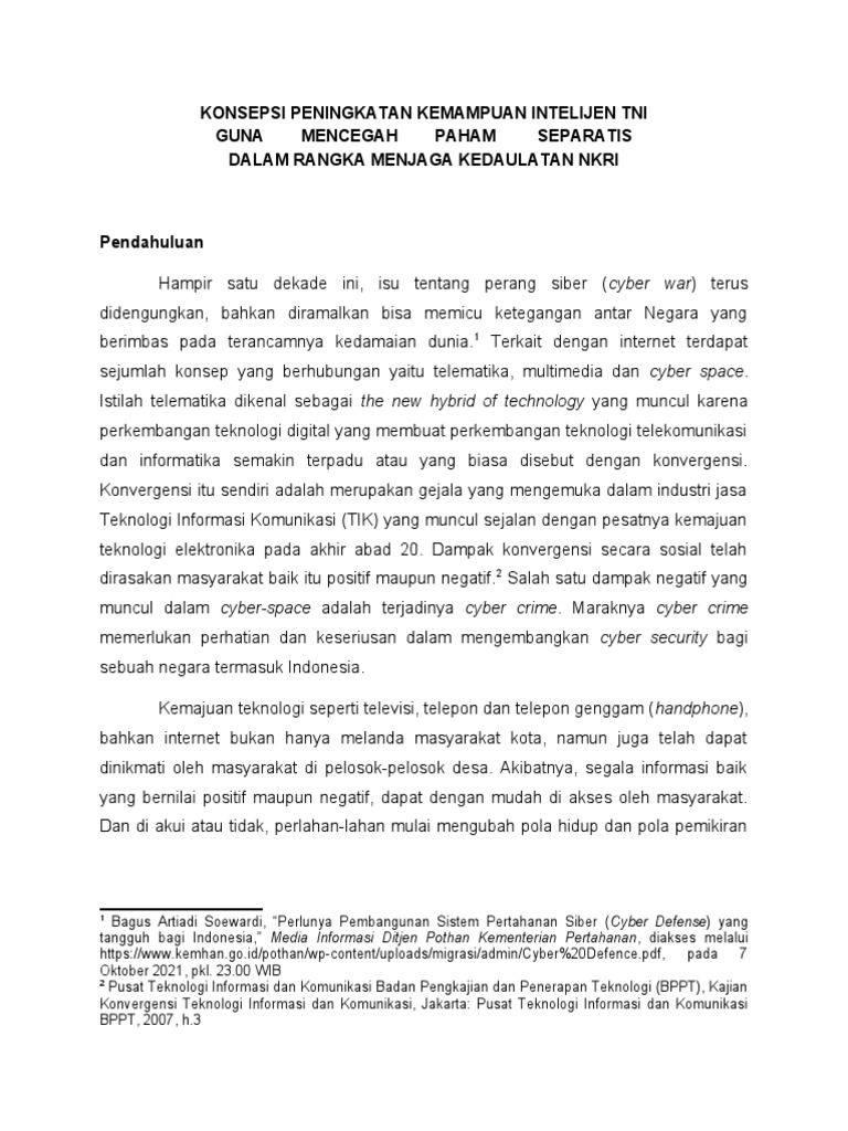 Konsepsi Peningkatan Kemampuan Intelijen Tni | PDF