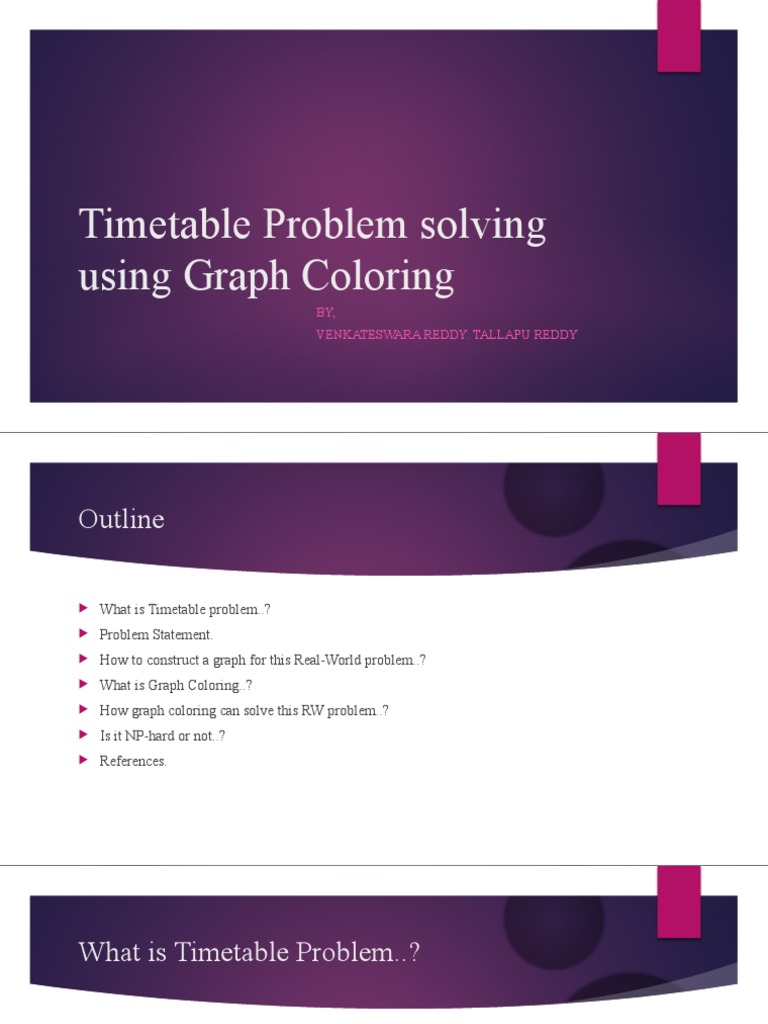Time Table Problem Solving Using Graph Coloring | PDF | Mathematical Relations | Graph Theory