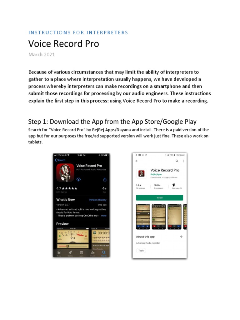 Voice Record Pro: Step 1: Download The App From The App Store/Google ...