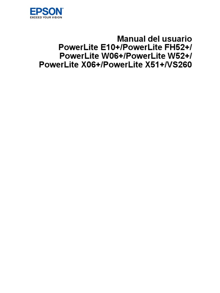 Proyector Epson Powerlite E10+ Manual de Usuario | PDF | Hdmi | Hardware de la computadora