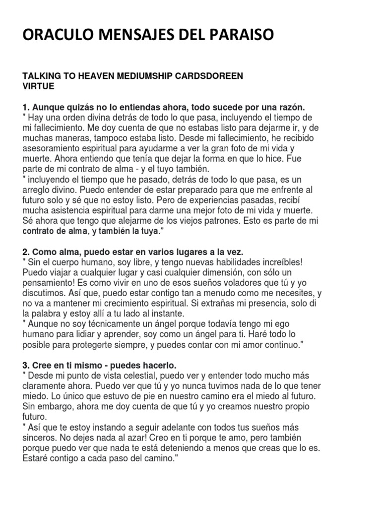 GUIA Oraculo Mensajes Del Paraiso | PDF | Amor | Alma