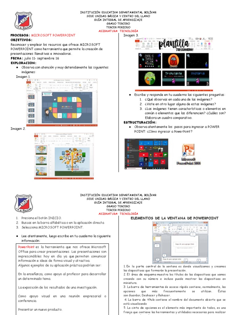 Guía Informática Tercer Periodo | PDF | Microsoft PowerPoint | Aprendizaje