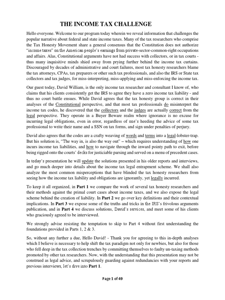 The Income Tax Challenge | Download Free PDF | Irs Tax Forms | Income ...