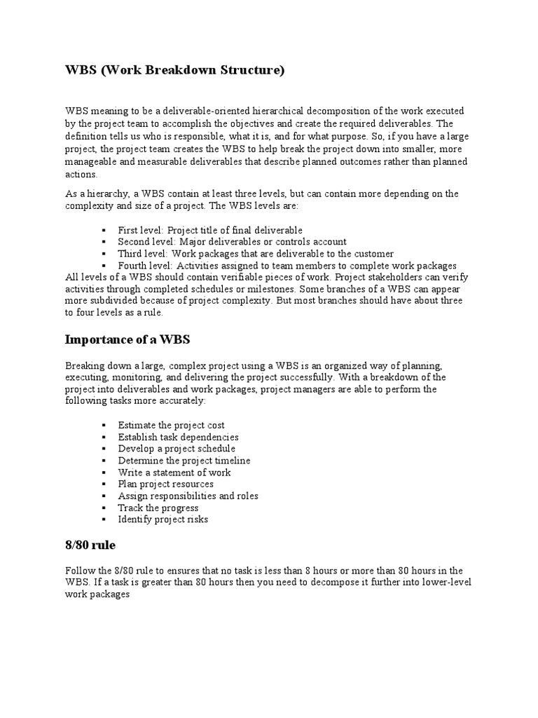 WBS (Work Breakdown Structure) | PDF