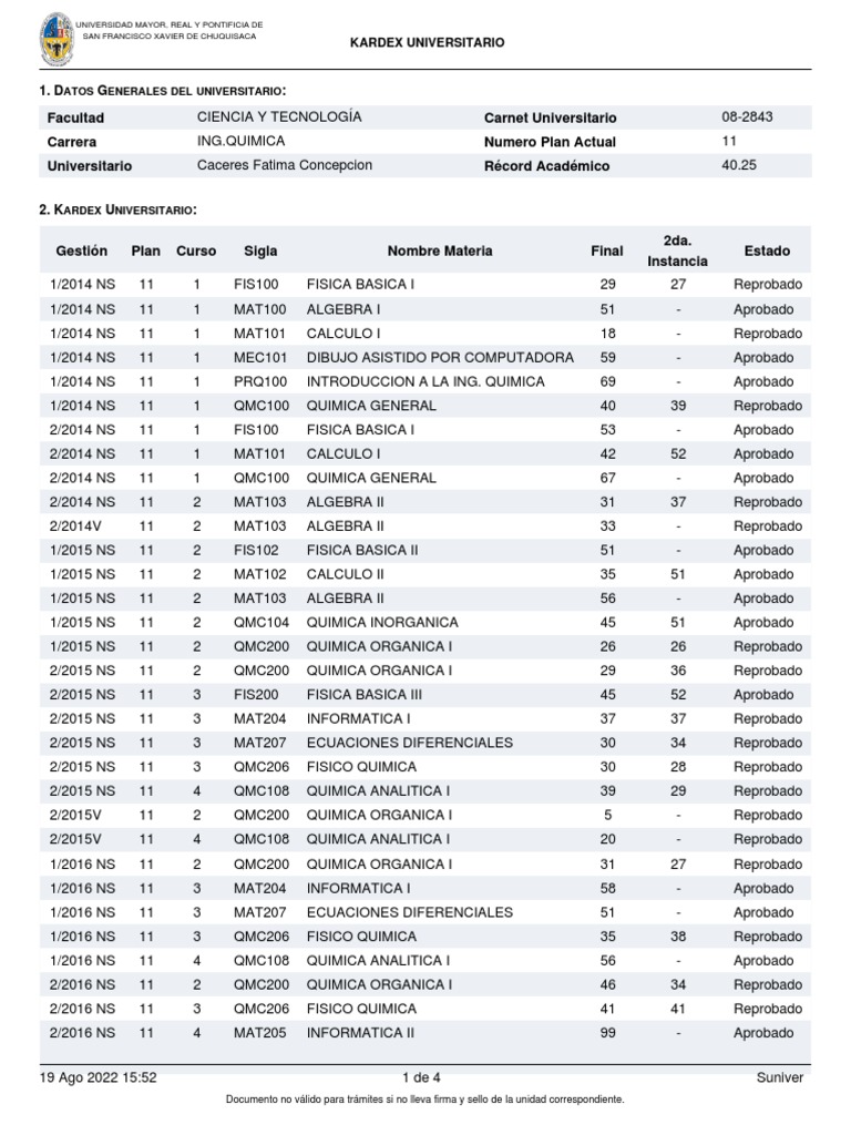 Generar Kardex Universitario | PDF | Química