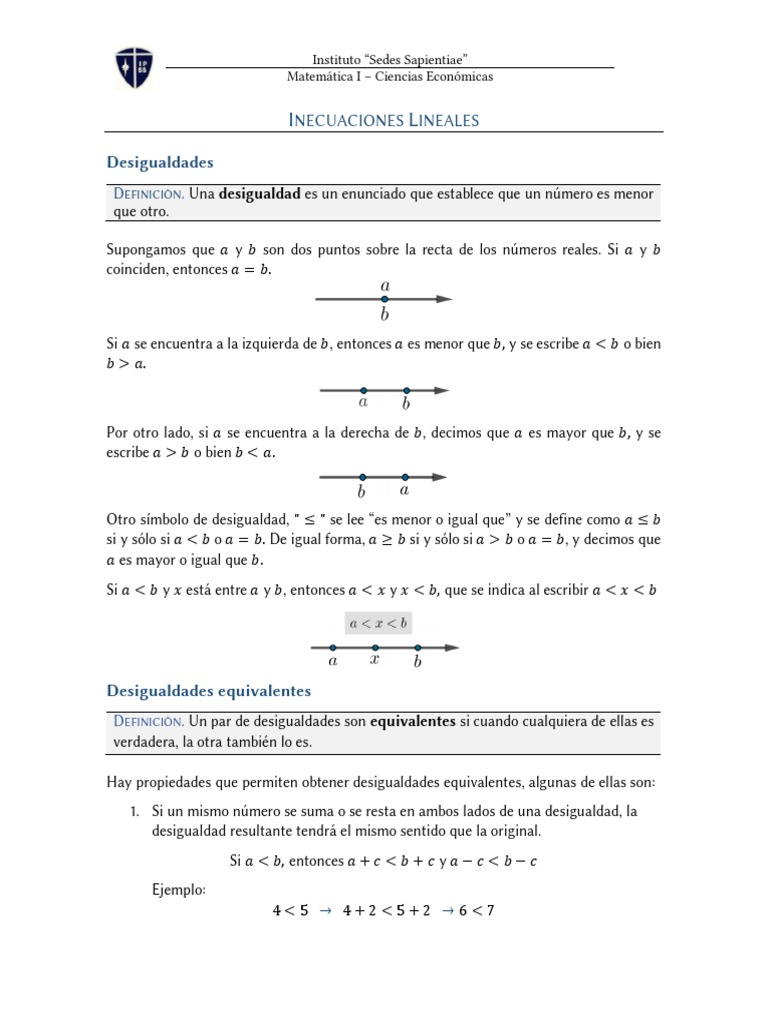 Inecuaciones Lineales 3 | PDF | Intervalo (Matemáticas) | Desigualdad (Matemáticas)