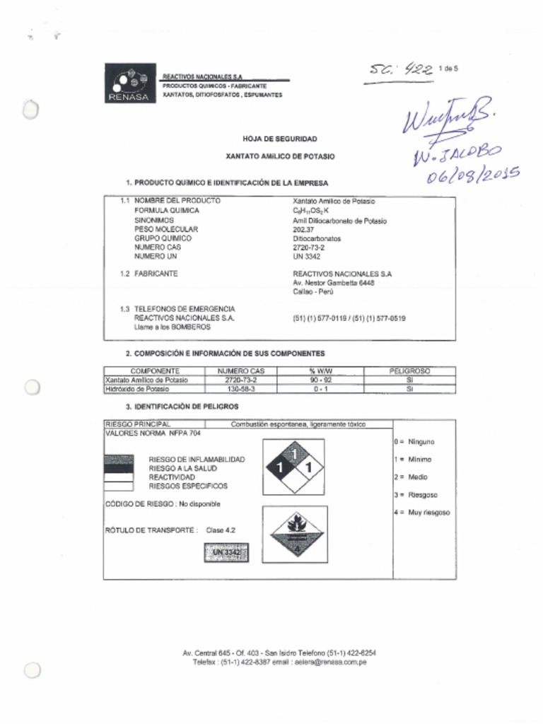 Xantato Amilico de Potasio Pax - Renasa - Dic09 | PDF