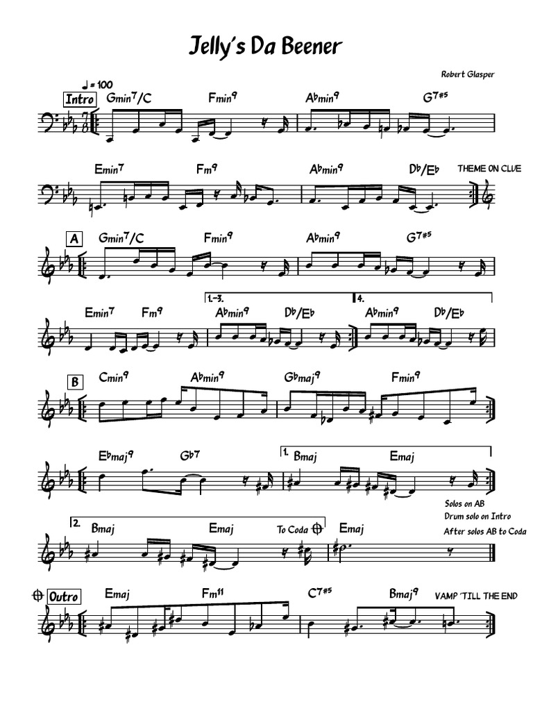 Jelly's Da Beener: G A F G /C | PDF | Musical Forms | Music Theory