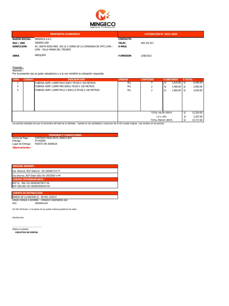Cot.2022-1839 - Masurca S.A.C. | PDF | Economias | Dinero