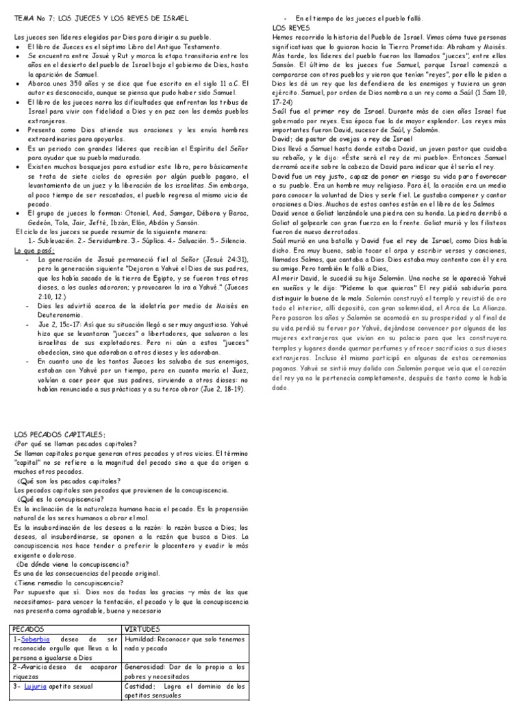 Tema N 7 LOS JUECES | PDF | Siete pecados capitales | David