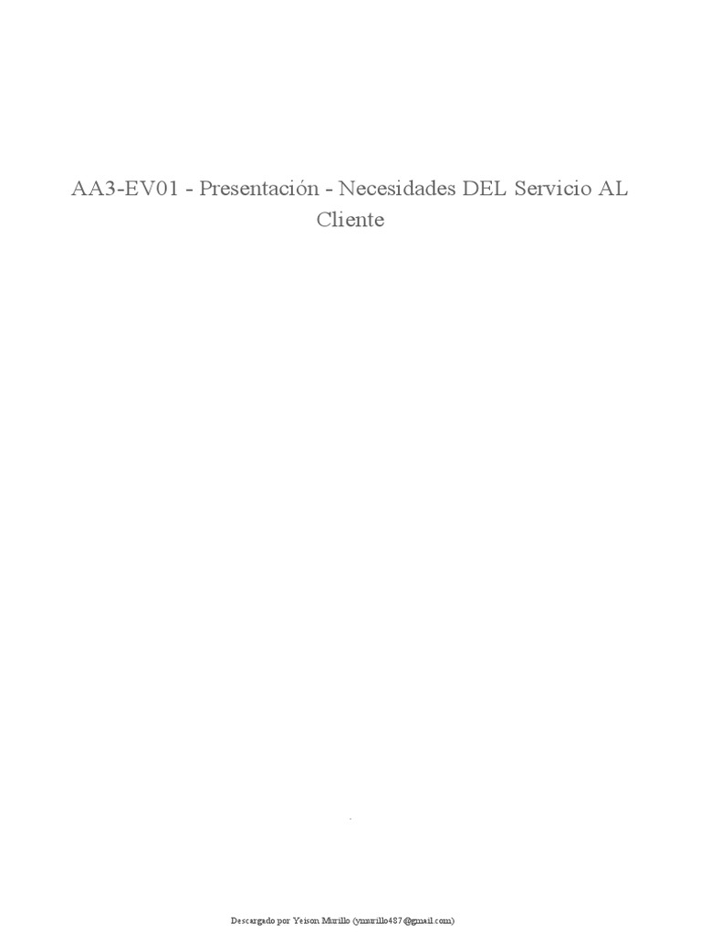 Aa3 Ev01 Presentacion Necesidades Del Servicio Al Cliente | PDF
