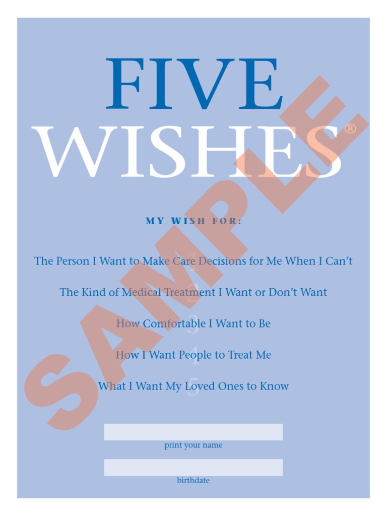 5 Wishes Document | PDF | Coma | Health Care