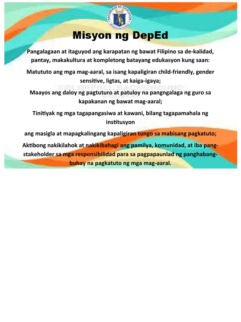 Misyon NG DepEd | PDF