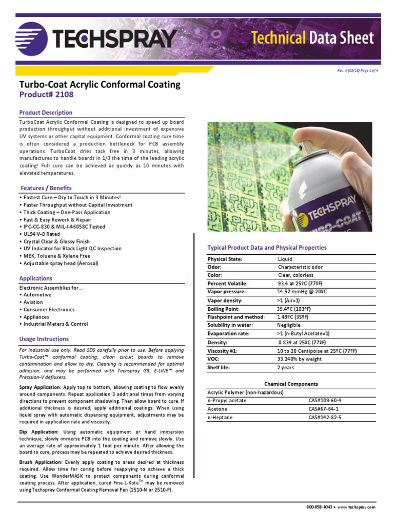 Turbo-Coat Acrylic Conformal Coating: Product# 2108 | PDF | Physical ...