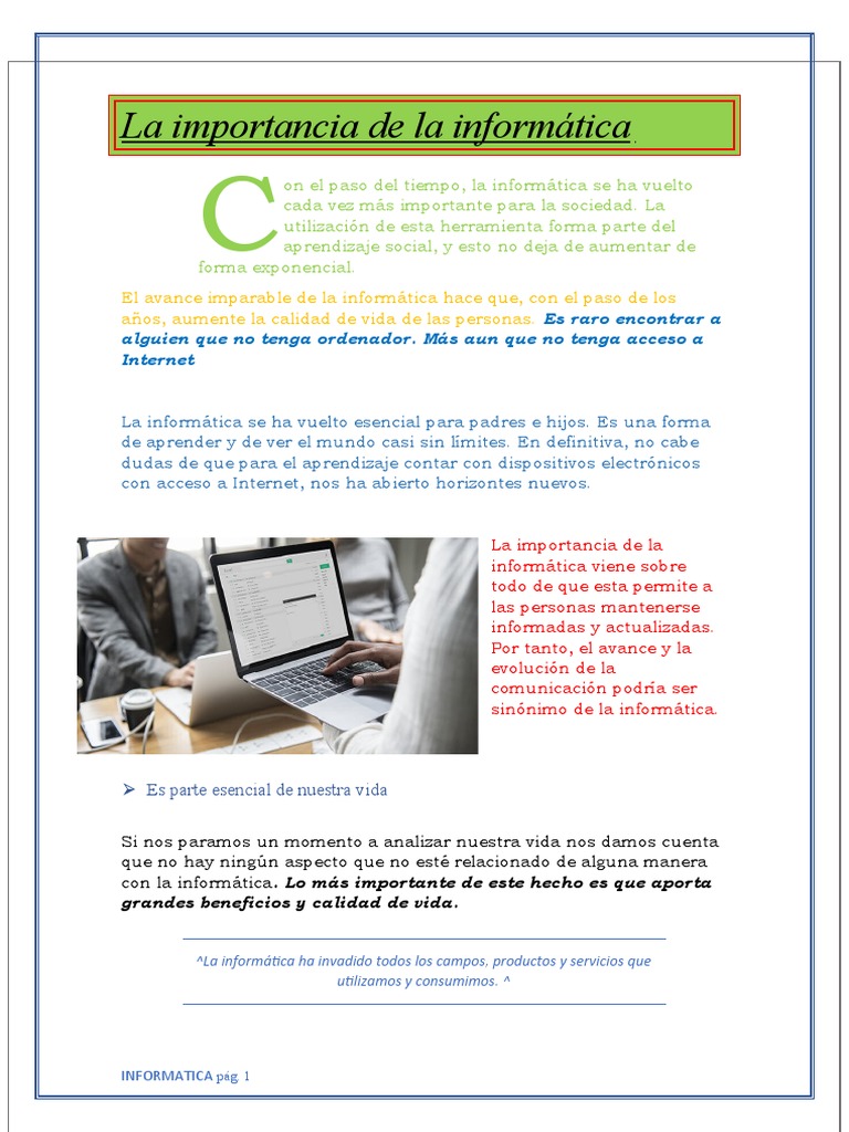 Importancia de la Informática en la Sociedad | PDF | Informática ...