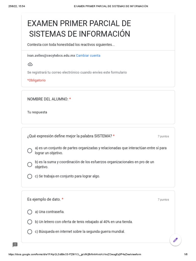 Examen Primer Parcial de Sistemas de Información | PDF | Software | Ingeniería de software
