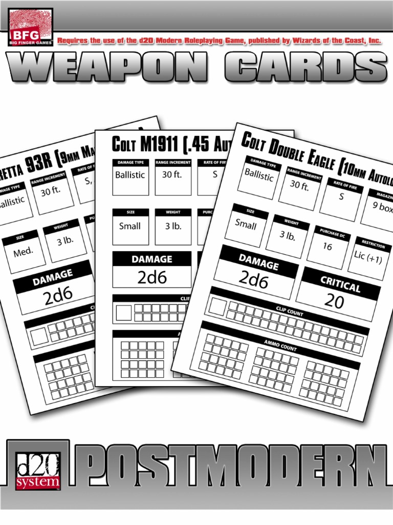 D20 Modern - Weapon Cards | PDF | License | Copyright