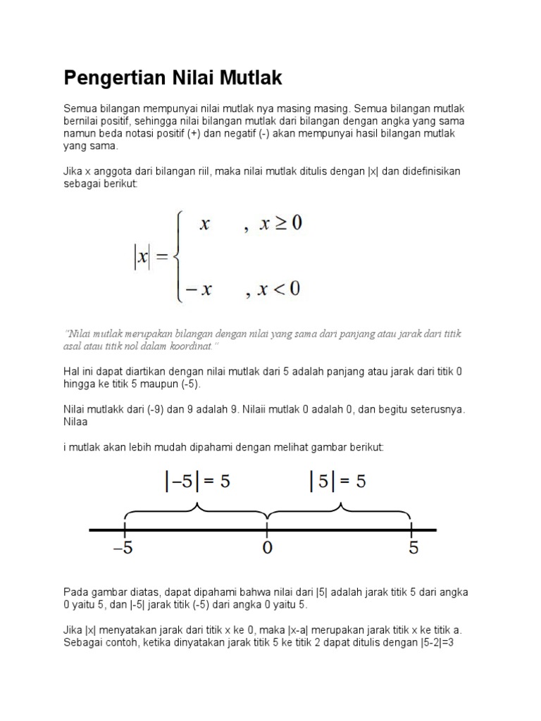 Nilai Mutlak: Definisi dan Contoh Soal | PDF | Metode & Bahan Ajar