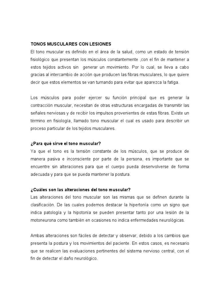 Tono muscular en parálisis cerebral espástica | PDF | Parálisis ...
