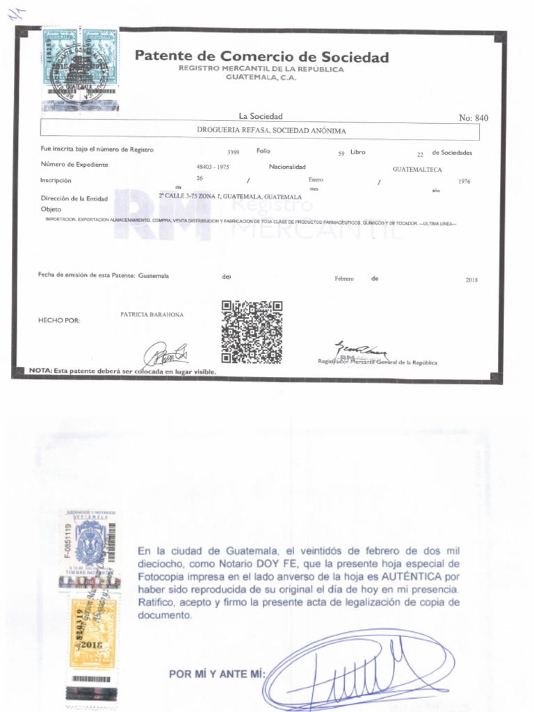 Patente de Comercio de Empresa y de Sociedad | PDF | Guatemala | Business