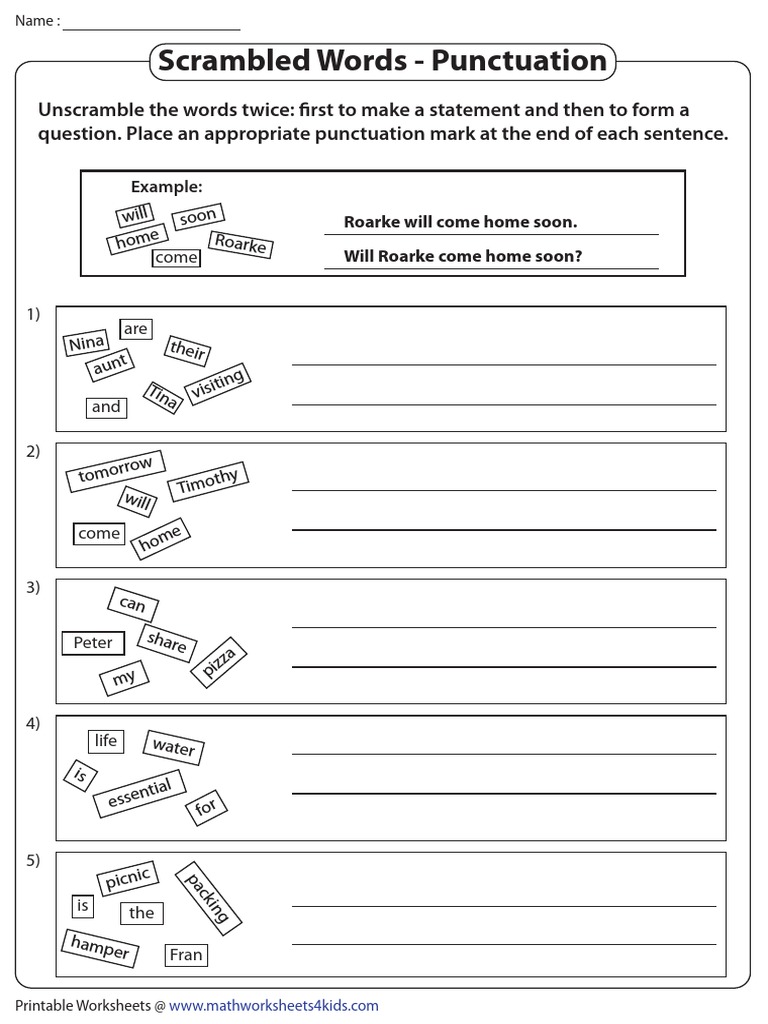 Scrambled Words - Punctuation | PDF