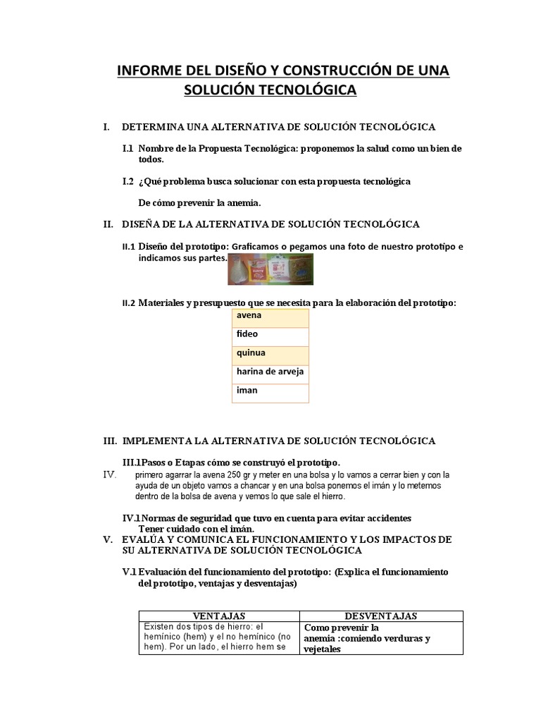 Informe Del Diseño y Construcción de Una Solución Tecnológica | PDF