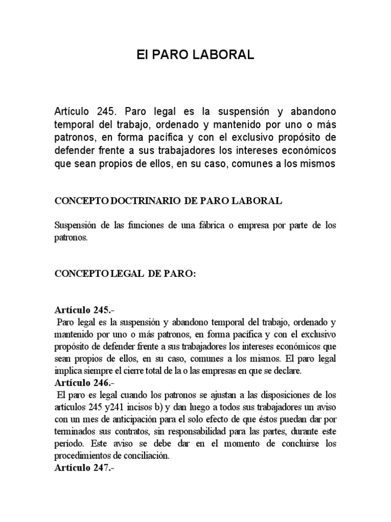 Definición y Tipos de Paro Laboral | PDF | Justicia | Crimen y violencia