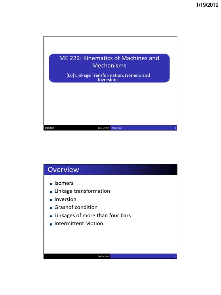 ME 222: Kinematics of Machines and Mechanisms: (L6) Linkage ...