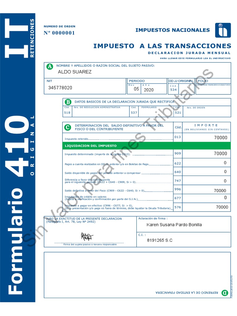 Form - 410 Retenciones | PDF | Impuestos | Microeconomía