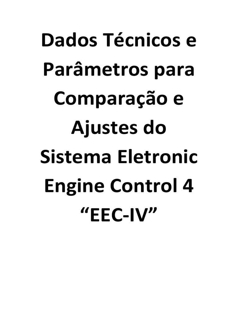 Dados Técnicos e Parâmetros EEC-IV | PDF | Motores | Eletricidade