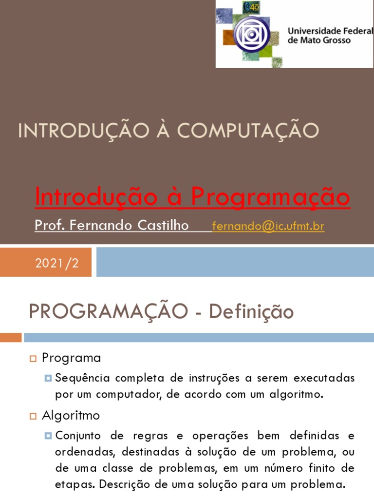 Introdução À Programação e Aos Algoritmos | PDF | Linguagem de ...