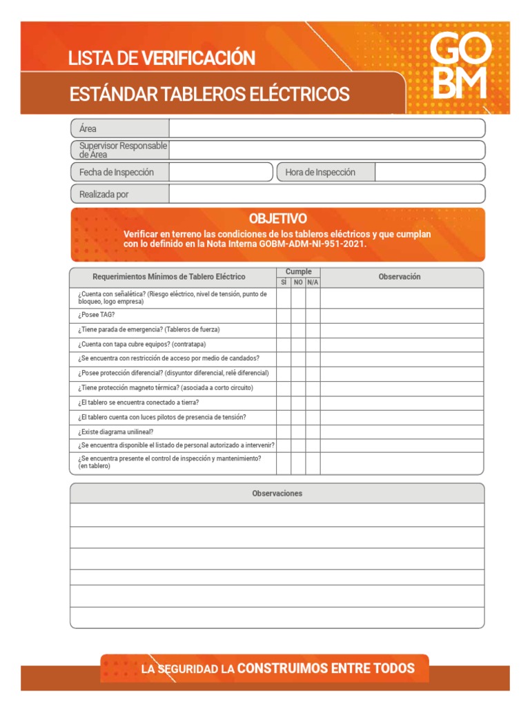 Check List Estándar Tableros Eléctricos | PDF