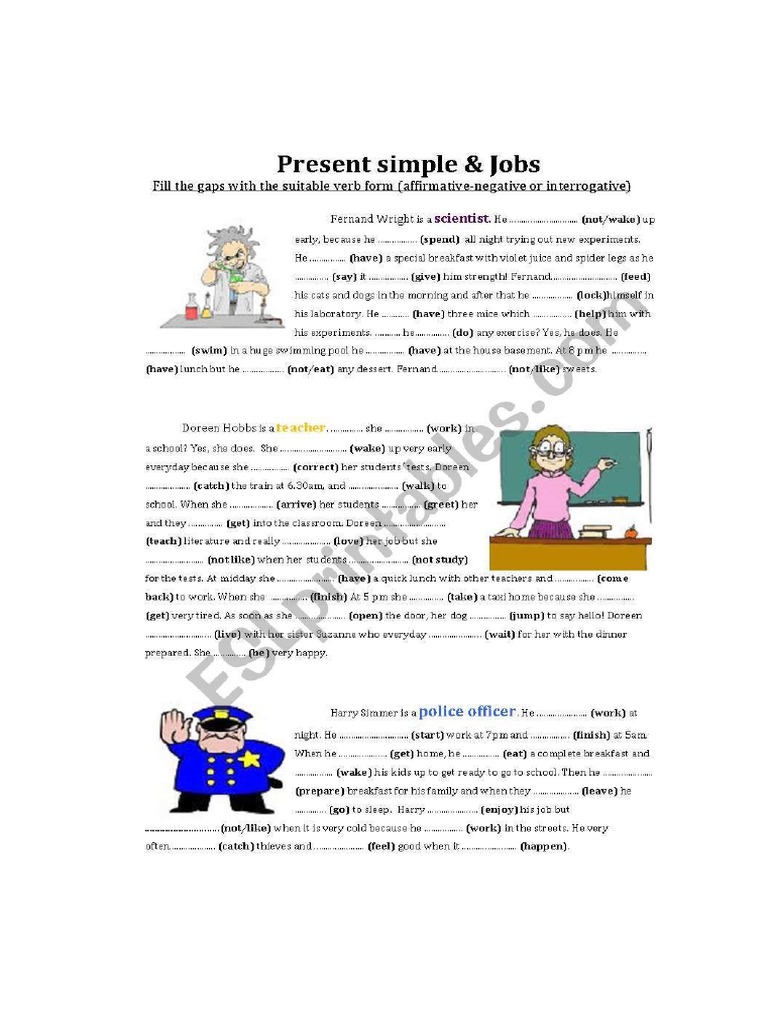 Simple Present-Jobs | PDF