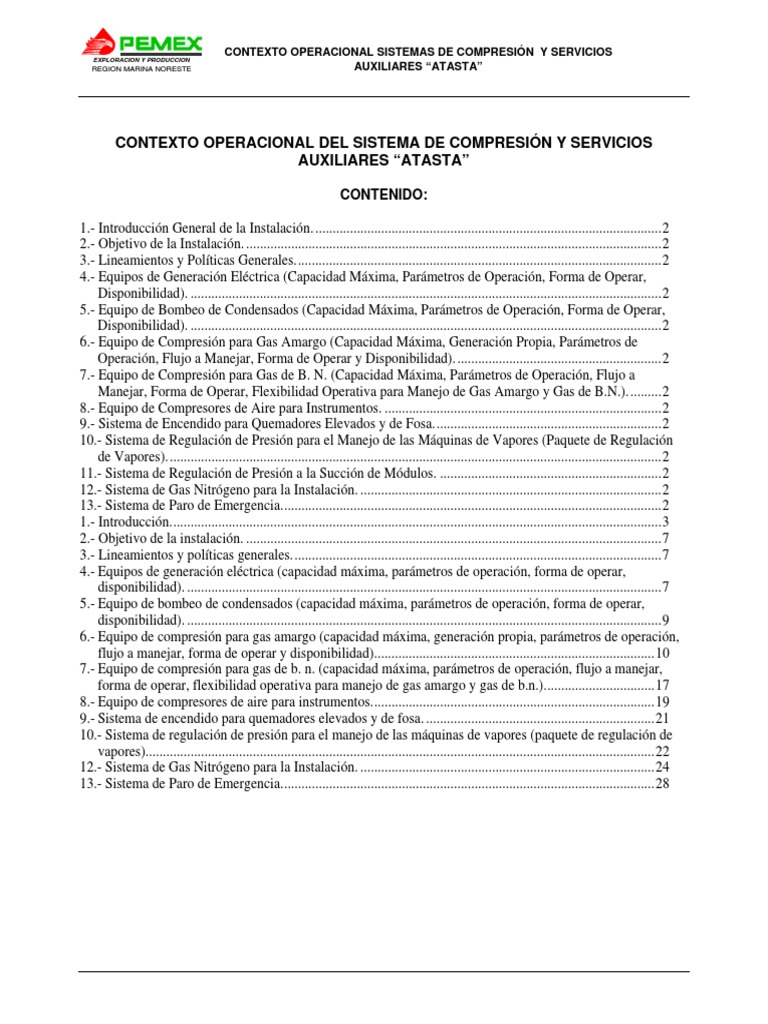 Contexto Operacional Atasta | PDF | Ingenieria Eléctrica | Presión