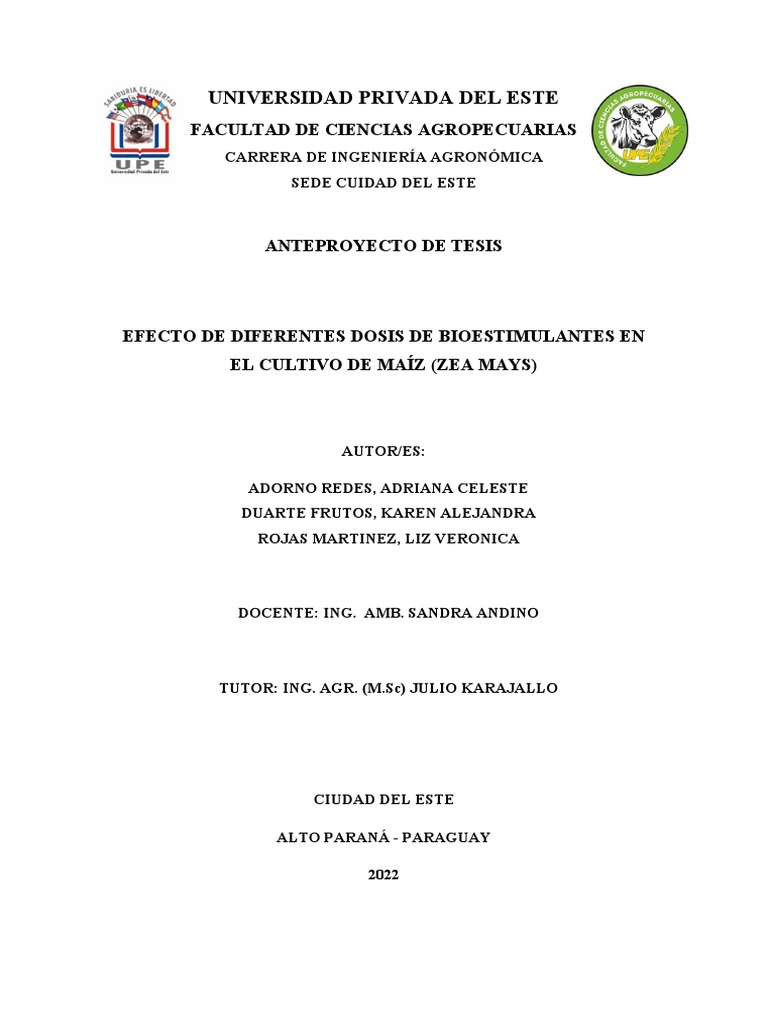 Anteproyecto Tesis - Maiz 2022 Modificado - Revisado Por Ing. Agr ...